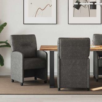 vidaXL vidaXL Chaises de Salle &agrave; Manger avec Roues 2 pcs Noir 57 x 67 x 95 cm