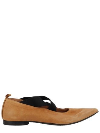 Uma Wang Pointed-Toe Leather Flat - Beige