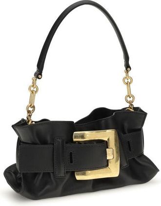 Balmain Womens Black Calf Leather Bos Taurus Shoulder Bag