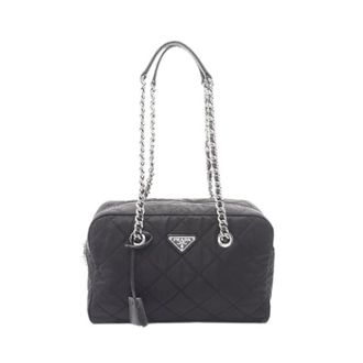 Prada Pre-owned Tessuto Impuntu Nylon Saffiano Leather Shoulder Bag - - Pre-owned - Damen - Schwarzk - ONE SIZE