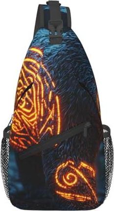 Generic A Bear With A Pattern Of Fire Sac &agrave; bandouli&egrave;re de voyage pour homme Sac &agrave; dos de randonn&eacute;e