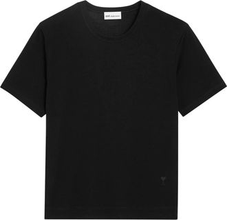Ami Homme, Tops, Noir, Taille: XL T-Shirt Classique &agrave; Manches Courtes avec Patch Ami de Coeur