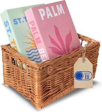 Creative Home Kleine Weidenkorb Aufbewahrungskorb | 30 x 20 x 15 cm +/- 2 cm | Handgeflochten, Haltbar | Korb Geflochten Naturkorb mit Griffen Aufbewahrung | Für Re