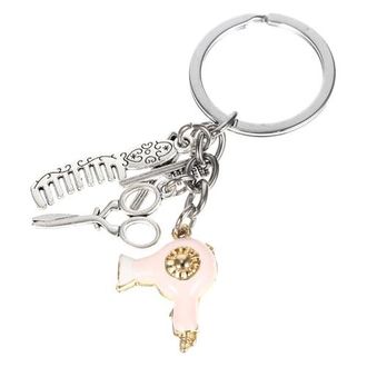 Yarnow Porte-cl&eacute;s S&egrave;che-cheveux Porte-cl&eacute;s Peigne Porte-cl&eacute;s Ciseaux Pour Coiffeur Et Barbier Cadeaux Bijoux