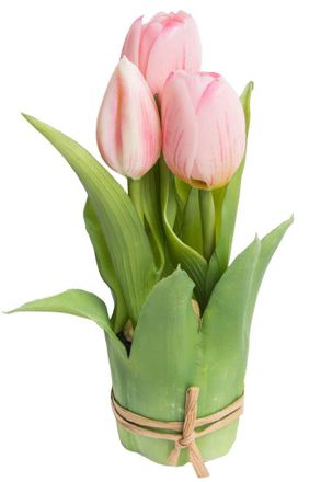 Botanic-Haus k&uuml;nstliche Tulpe/k&uuml;nstliches Tulpenarrangement selbst stehend mit 2 Tulpen und 1 Tulpenknospe Farbe: Pink real-Touch