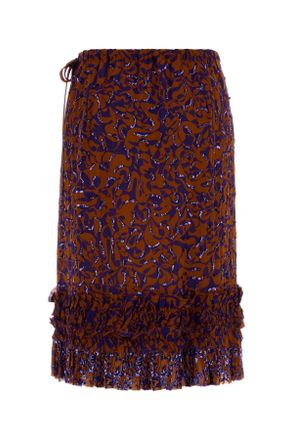 Dries Van Noten Womens Printed Viscose Scotts Skirt Orange Gonne