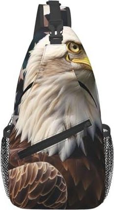 Generic Sac &agrave; dos &agrave; bandouli&egrave;re motif aigle am&eacute;ricain avec &eacute;toiles et rayures pour homme
