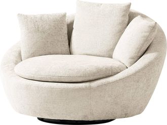 Studio Copenhagen home24 Drehsessel Cartaya Beige/Beige Webstoff Gilah 133 x 80 x 112cm