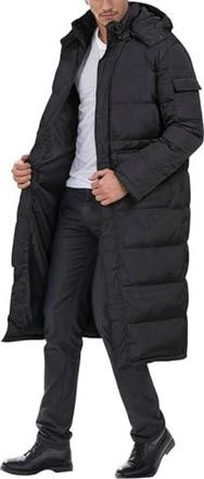 Generico Doudoune pour homme avec capuche amovible, veste chaude, rembourrage en duvet de coton, manteau long coupe-vent et imperm&eacute;able, parka de ski, pour la 