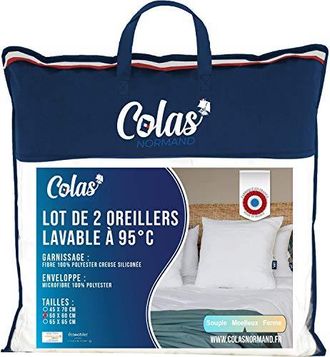 Colas Normand Kopfkissen, waschbar bei 95°C, flauschig, 60 x 60 cm, Mikrofaser, weich und bequem, waschbar, weiß