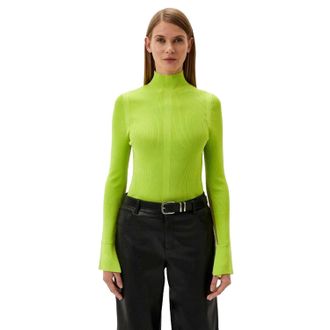 HUGO BOSS Frescia Pullover Top f&uuml;r Damen, Viskose, Anliegend, Lang&auml;rmlig (Leuchtend Gelb)