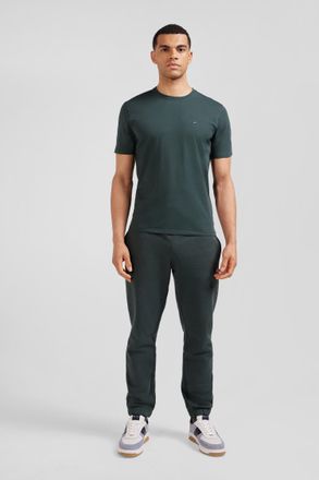 Eden Park T-shirt Manches Courtes En Coton Pima Uni Vert Coupe Regular