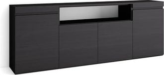 Skraut Home | Sideboard, Highboard | Kommode, Komodenschrank | 200x75x35cm | 4 T&uuml;ren | Wohnzimmer, K&uuml;che | Moderner Stil | Schwarz