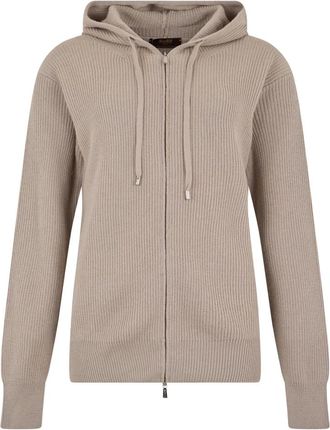 Moorer Sweat &agrave; capuche zipp&eacute; - Femme - Pulls - Beige - Taille: 36 FR