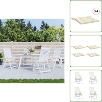 vidaXL The Living Store Gartenstuhl-Kissen 4 Stk. Creme 50x50x4 cm Oxford-Gewebe - Au&szlig;enbereich Dekoration