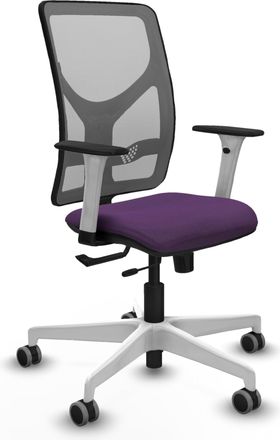 Piqueras y Crespo Violetter Schreibtischstuhl mit wei&szlig;en und schwarzen Armlehnen, h&ouml;henverstellbare Lendenwirbelst&uuml;tze, ausgestattet mit Syncro/Traslack und Schneidesch