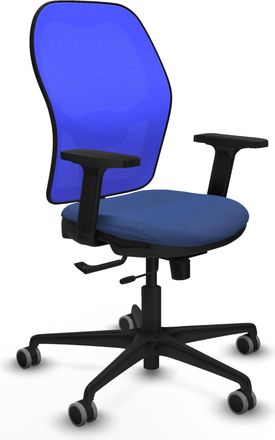 Piqueras y Crespo B&uuml;rostuhl mit 2D-Armlehnen, h&ouml;henverstellbare Lendenwirbelst&uuml;tze, ausgestattet mit Syncro/Translack und Schaumstoff, Rollen 65 mm, Parkett, Blau/Marin