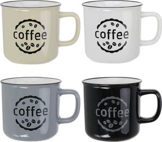 Com-Four Com-four 4x Tasse à Café en Céramique - Émail pour Maison, Bureau, Jardin, Camping [Sélection Varie] (04 Pièces - Beige/Gris/Noir/Blanc)