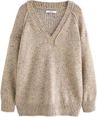 Next V-Ausschnitt-Pullover Längerer Pullover mit V-Ausschnitt (1-tlg)