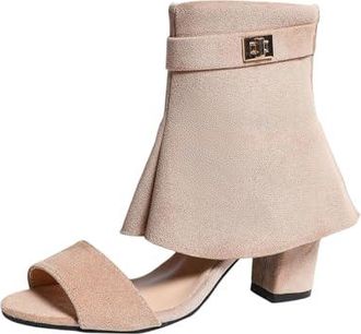 Generic Sandales &agrave; talons pour femme - Style d&eacute;contract&eacute; et &eacute;l&eacute;gant - Bout ouvert - Couleur unie - Fermeture &eacute;clair lat&eacute;rale - Confortables - Chaussures &agrave; bou