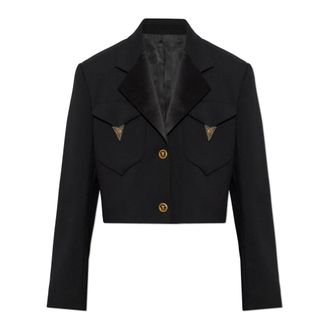 Versace Femme, Vestes, Noir, Taille: 38 FR Blazer Court en Laine