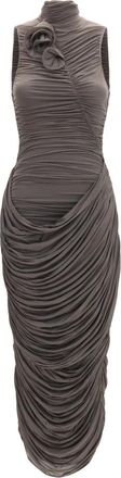 Magda Butrym Draped High-Neck Midi Dress - - Dresses - Damen - Braun - S