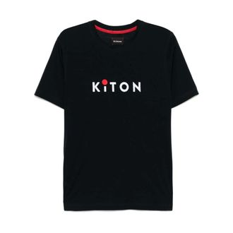 Kiton Homme, Tops, Bleu, Taille: XL T-shirt brod&eacute; col rond