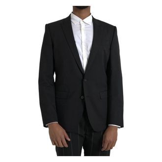 Dolce & Gabbana Schwarzer Martini Slim Fit Blazer Mantel - - Suits - Herren - Schwarzk - M