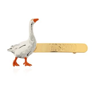 Moschino Femme, Accessoires, Blanc, Taille: ONE Size Goose Motif Hair Clip