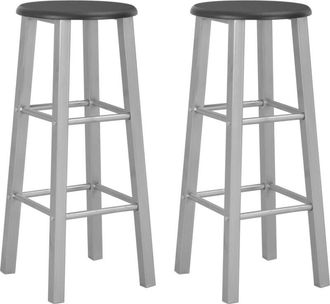 vidaXL Vidaxl - Tabourets de bar lot de 2 argent&eacute; mdf