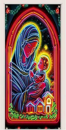 Generic T&uuml;rabdeckung, weihnachtliche Haust&uuml;rabdeckung, Kunstszene, Hintergrund aus fluoreszierendem religi&ouml;sem Stoff, gro&szlig;, Fotohintergrund, Verandaschild, f&uuml;