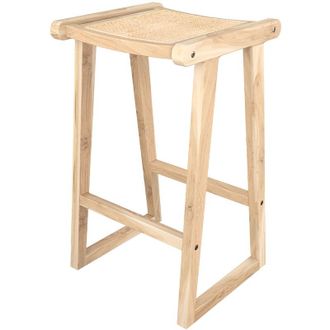 Rendez-Vous D&eacute;co Rendez-vous D&eacute;co - Tabouret pour &icirc;lot central 66 cm en teck et rotin naturel - haida