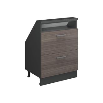 Vicco K&uuml;chenschrank f&uuml;r Dachschr&auml;gen R-Line, Edelgrau/Anthrazit, 60 cm mit 2 Schubladen