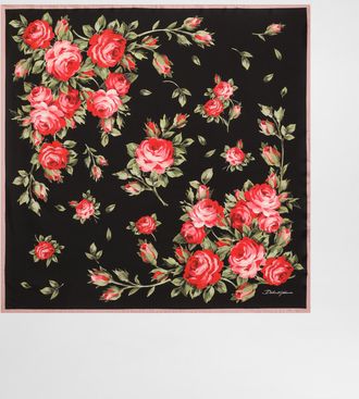 Dolce & Gabbana Tuch 70 X 70 Aus Seidentwill Mit Rosenbouquet-print - Frau Schals Und T&uuml;cher Mehrfarbig Onesize