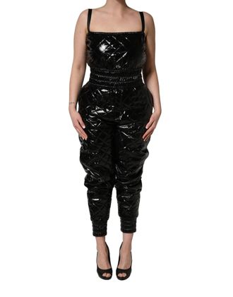Dolce & Gabbana Womens Black Sleeveless Romper Jumpsuit Dress Nylon Silk