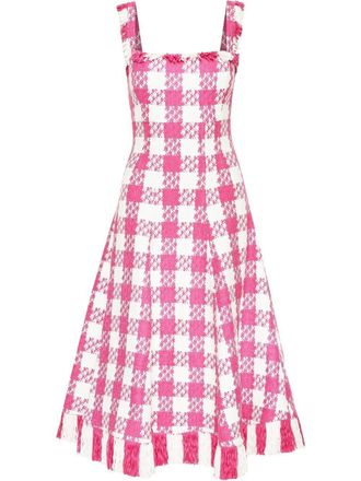 Oscar De La Renta robe &agrave; motif pied-de-poule - Rose