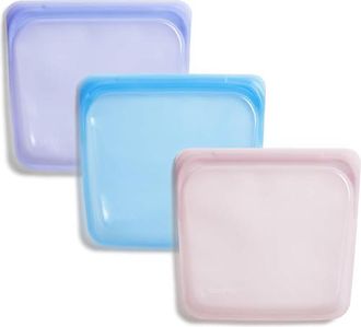 Stasher Silikonbeutel für Lebensmittel, 3er-Pack Sandwich (Mehrfarbig) | wiederverwendbare Gefrierbeutel | abwaschbarer Zip Beutel | 3x828 ml