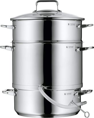 WMF Entsafter Dampfentsafter Induktion 7l, Fruchtentsafter mit Glasdeckel 25 cm, Cromargan Edelstahl poliert
