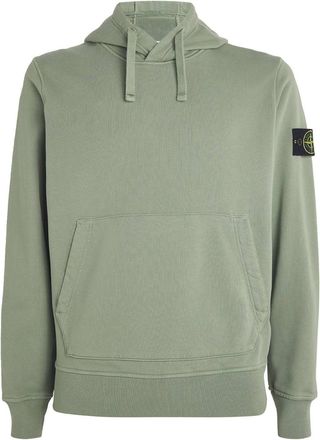 Stone Island Khaki Green Malfie Cotton Fleece Hoodie Size M