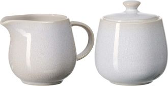 Ritzenhoff & Breker Laredo Milch- und Zucker-Set, Milchk&auml;nnchen (320 ml) und Zuckerdose (350 ml) f&uuml;r 6 Personen, Skandinavisches Design mit Reaktivglasur, Steinzeug, Beig