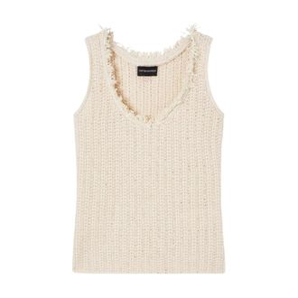 Emporio Armani Femme, Tops, Beige, Taille: 36 FR D&eacute;bardeur
