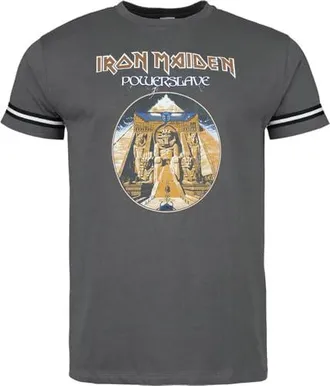 Iron Maiden Powerslave Homme T-Shirt Manches Courtes Gris XXL 100% Coton Regular/Coupe Standard