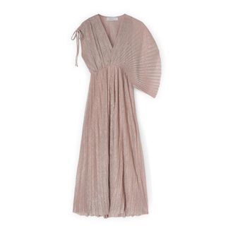 Motivi Femme, Robes, Rose, Taille: 38 FR Robe Longue Pliss&eacute;e M&eacute;tallis&eacute;e
