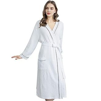 Generic Peignoirs de bain unisexes pour lautomne et lhiver avec poches - Robe de chambre d&eacute;contract&eacute;e &agrave; manches longues - Peignoir midi spa et h&ocirc;tel pour tout