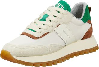 GANT FOOTWEAR Damen CAFFAY Sneaker, Ivory/argain Oil/Green, 42 EU