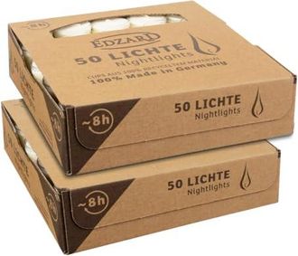 Edzard 100 St&uuml;ck Teelichter, wei&szlig; (&oslash; 38 mm, 8 Stunden Brenndauer) aus Paraffin, ohne Duft, Acryl Cup - Nightlights, Teelichte f&uuml;r Teelichtglas, ideal f&uuml;r die