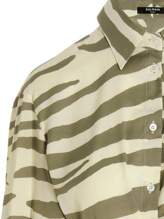 Balmain Zebra-Print Viscose Blend Shirt - Sage