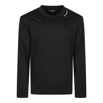 Emporio Armani Langarm-T-Shirt mit besticktem Logo - - Tops - Herren - Schwarzk - XL