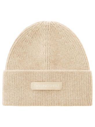 Zwillingsherz Damen Beanie Strickm&uuml;tze, Warme Winterm&uuml;tze mit Moin Patch, Modisches Accessoire f&uuml;r Fr&uuml;hling, Herbst und Winter (Beige)