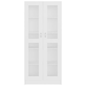 Generic Vitrine aus Eichenholz mit Glast&uuml;ren, Hoher Aufbewahrungsschrank mit Verstellbaren Regalen, Vitrine mit Holzmaserung f&uuml;r Wohnzimmer, Arbeitszimmer und